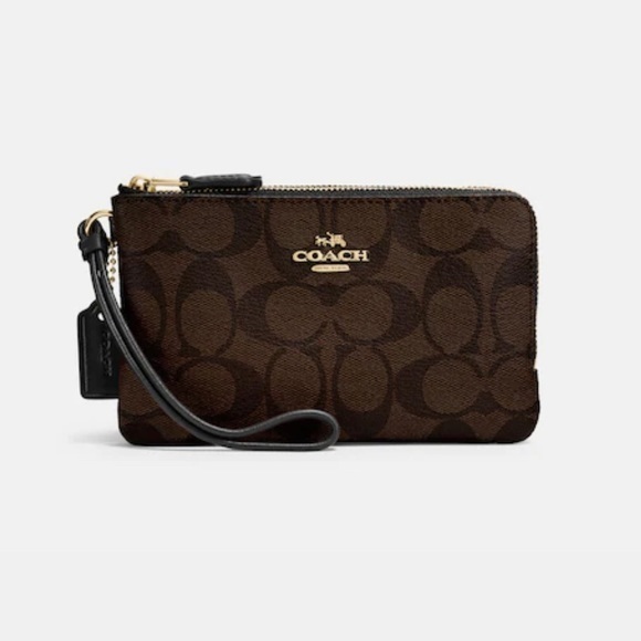 Coach | Bags | Coach Double Corner Zip Wristlet In Signature Canvas ...
